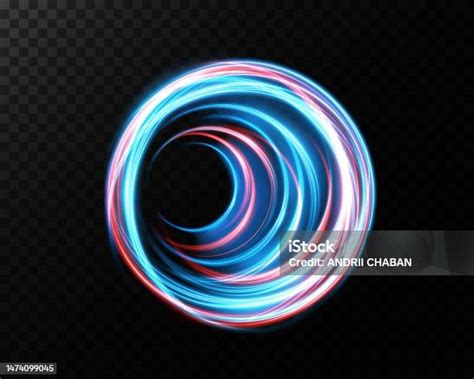 매직 판타지 포털 프레임 미래형 텔레포트 조명 효과 파란색 금색 보라색 네온 불빛이 투명한 배경에 불꽃으로 야경을 비춥니다 빈 연단의 조명 효과 0명에 대한 스톡 벡터 아트