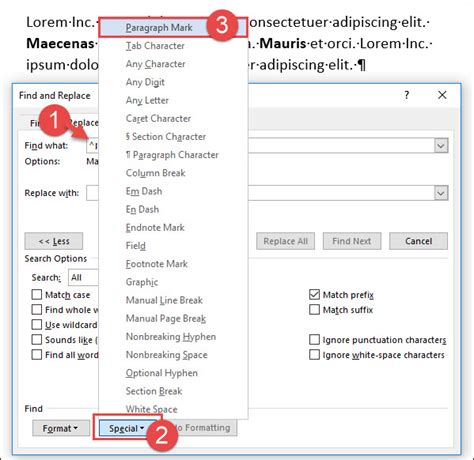 microsoft word find and replace paragraph break poretdoodle
