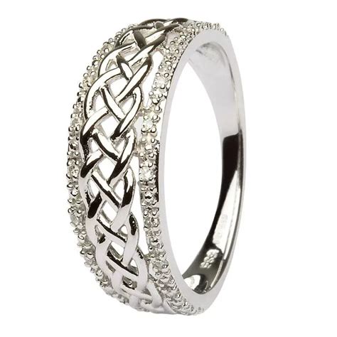 Ladies Celtic Knot Diamond Ring In White Gold