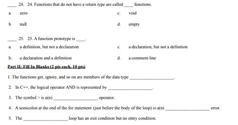 Solved 24 24 Functions That Do Not Have A Return Type Are