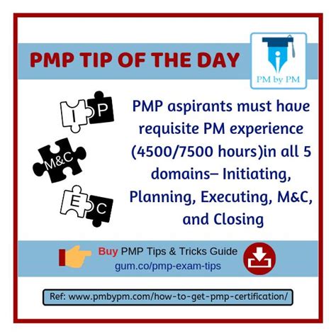 the pmp tip of the day flyer is shown in blue and white with puzzle pieces