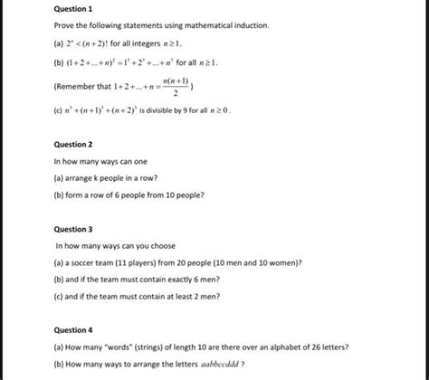 Solved Question 1 Prove The Following Statements Using
