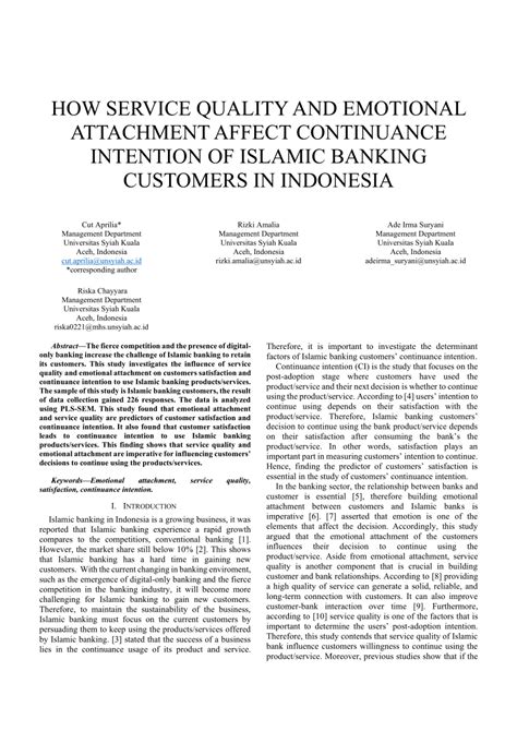 Pdf How Service Quality And Emotional Attachment Affect Continuance Intention Of Islamic