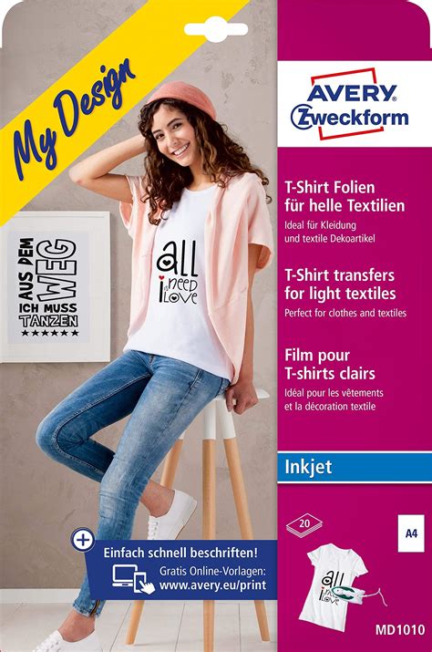 Avery Zweckform 20 Textilfolien T Shirt Selbst Gestalten T Shirt