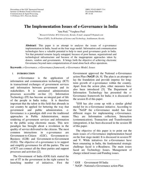 Pdf The Implementation Issues Of E Governance In India