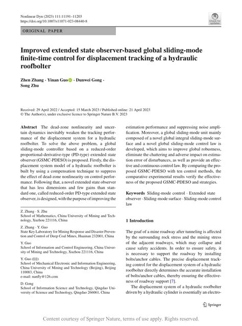 Improved Extended State Observer Based Global Sliding Mode Finite Time Control For Displacement
