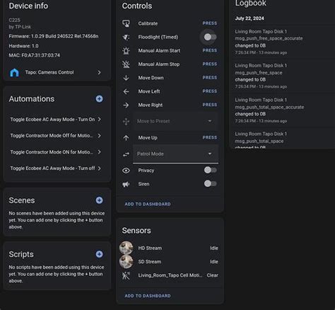 [custom Component] Tapo Cameras Control Custom Integrations Home Assistant Community