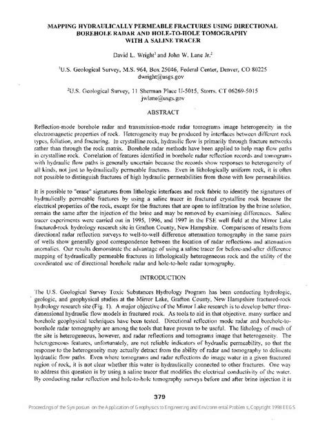Pdf Mapping Hydraulically Permeable Fractures Using · Mapping