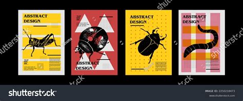 Grasshopper Grig Ladybird Worm Applegrub Cutworm Stock Vector Royalty