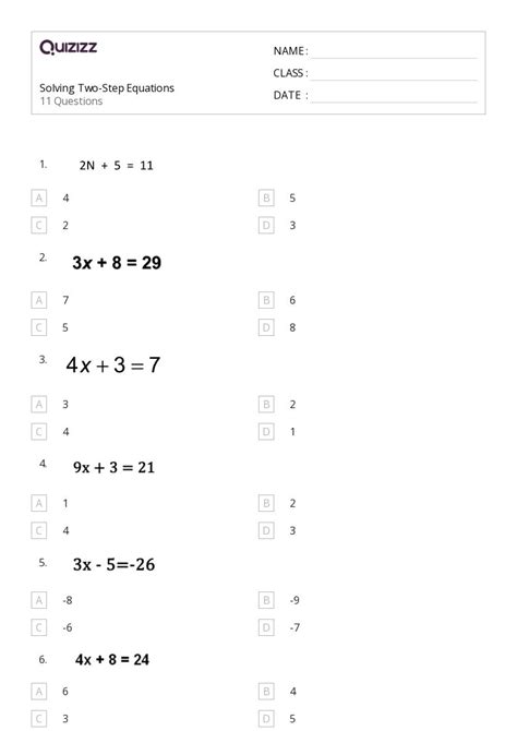 Two Step Equations Worksheets For Th Grade On Quizizz Free Worksheets Library
