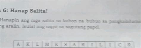 6 Hanap Salita Hanapin ang mga salita sa | StudyX
