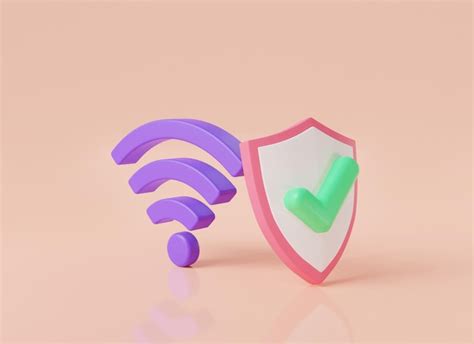 Premium Photo Wifi Icon With Shield Protection And Check Mark Internet And Private Network