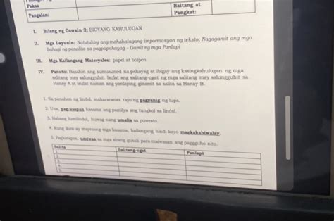 Paksa Baitang at Pangleat Pangalan 1 Bllang | StudyX