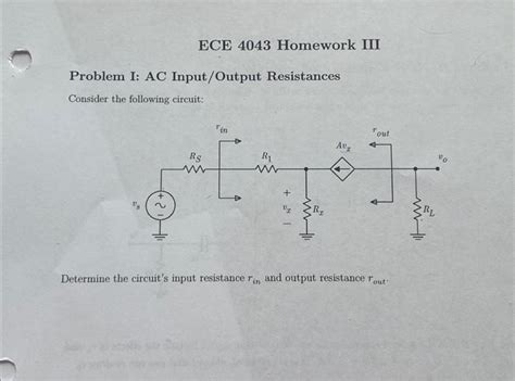 Solved Problem I Ac Inputoutput Resistances Consider The
