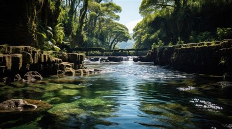 Premium Ai Image Mini Waterfall With Natural Pool
