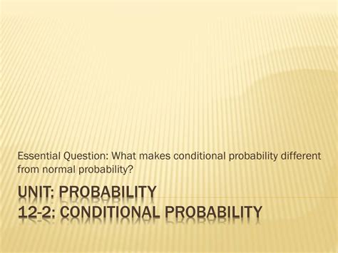 PPT Unit Probability Conditional Probability PowerPoint Presentation ID