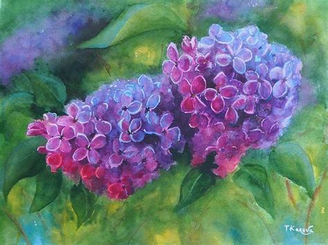 Картина «Ветка сирени» Бумага, Акварель 2023 г.