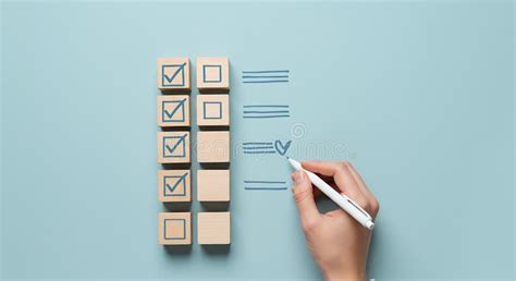 Wooden Blocks Checklist A Serene Minimalist Task Completion Image Stock Illustration