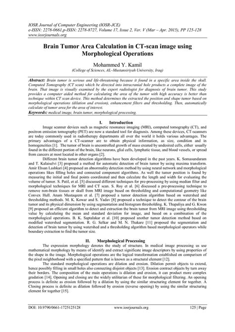Brain Tumor Area Calculation In Ct Scan Image Using Morphological Operations Pdf