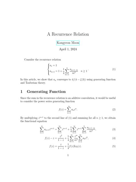 a recurrence relation pdf power series recurrence relation