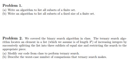 Solved Problem 1 A Write An Algorithm To List All Subsets