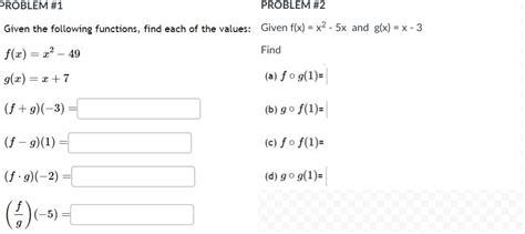solved given the following functions find each of the