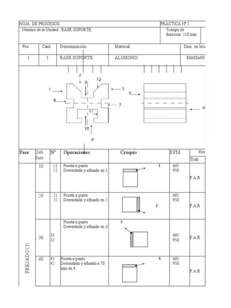Hoja De Ruta O De Procesos De Mecanizado Pdf Mecanizado Herramientas