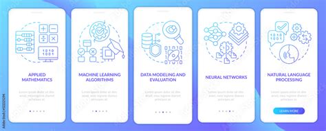 Machine Learning Engineer Skills Blue Gradient Onboarding Mobile App Screen Walkthrough 5 Steps