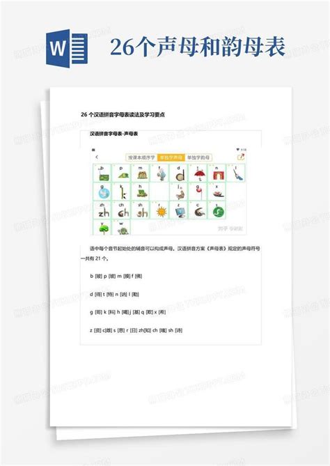 26个声母和韵母表word模板下载编号lvxaddvg熊猫办公