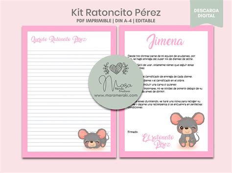 Kit El Ratoncito Pérez Imprimible Personalizable Certificados Para Imprimir Completar Editable