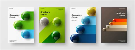 현대 3d 구 플래카드 컨셉 번들 기하학적 기업 브로셔 A4 디자인 벡터 일러스트레이션 세트 A4 용지에 대한 스톡 벡터 아트