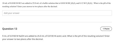 Solved ML Of MHCl Are Added To ML Of A Buffer Chegg