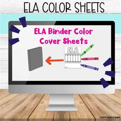 Ela Binder Cover Color Sheets Updated By Kirks Klassroom Tpt