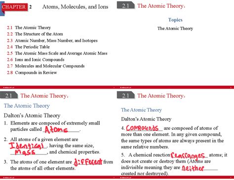 Chemistry 101 Chapter 2 Atomic Theory And Periodic Table Review Notes