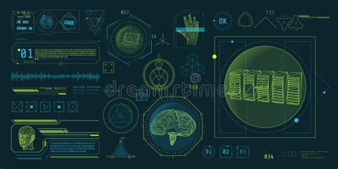 hud interface design for decoding big data stock vector illustration