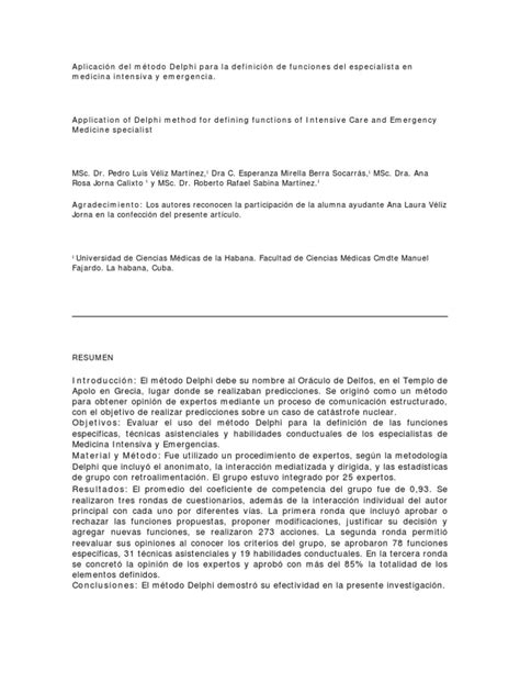 Cie132d Ejemplo De Metodo De Delphi Pdf Cuestionario Cuba