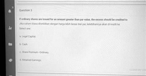 solved question 3 if ordinary shares are issued for an amount greater