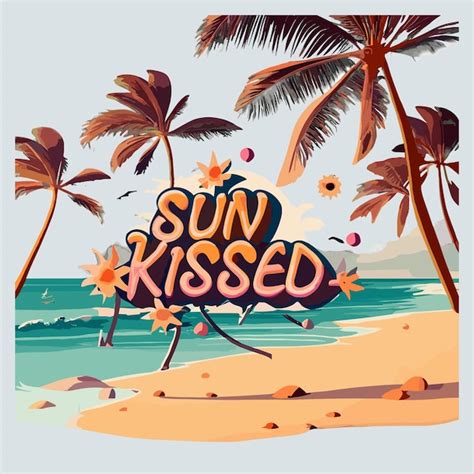 Premium Vector Sun Kissed Hawaii With Palm Tree Vector Design For T Shirt Apparel Clip Art