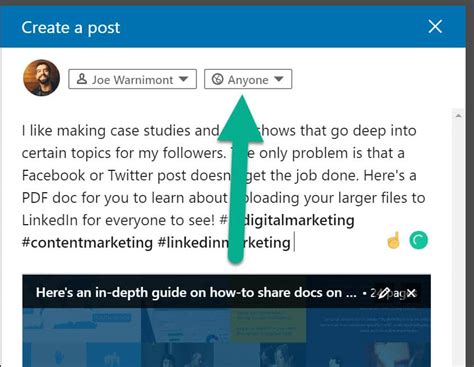 how to add and share linkedin documents for increased visibility