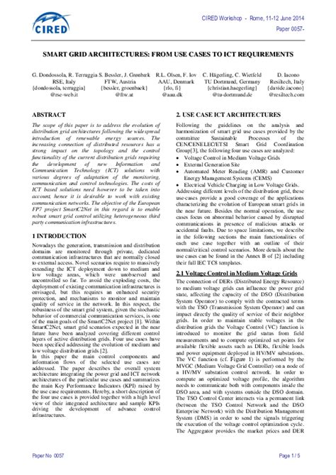 Pdf Smart Grid Architectures From Use Cases To Ict Requirements