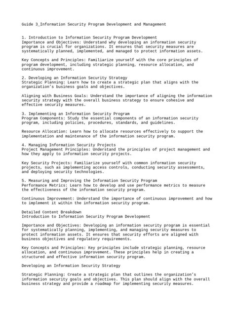 Information Security Program Development Guide Pdf Information