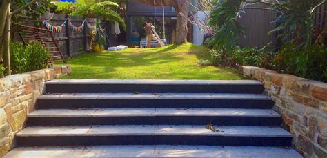 Landscape Construction Backyard Steps And Clothesline