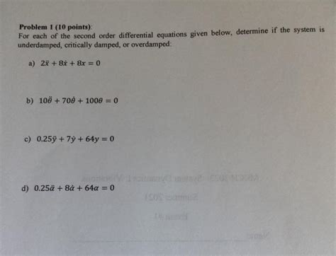 Solved Problem 1 10 Points For Each Of The Second Order