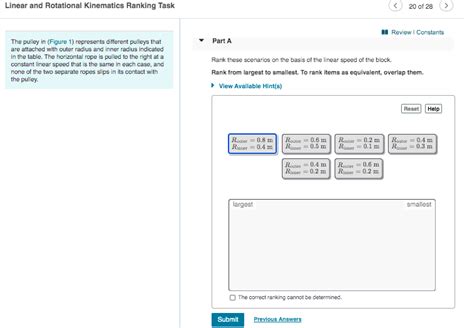 Solved Linear And Rotational Kinematics Ranking Task 20 Of
