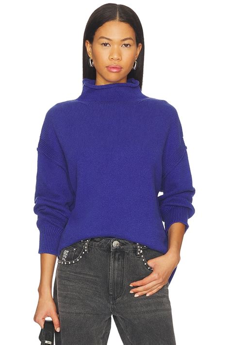 Free People X We The Free Torres Rolls Neck Sweater In Skipper Blue