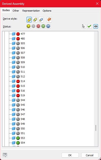 solved derive not working with exclude selected components