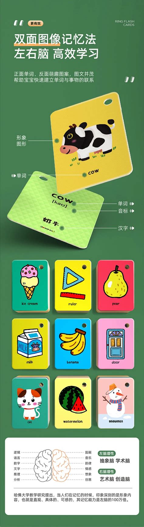美乐儿童牛津英语单词卡片幼儿少儿早教卡启蒙宝宝小学英文字母卡 天猫 花瓣网