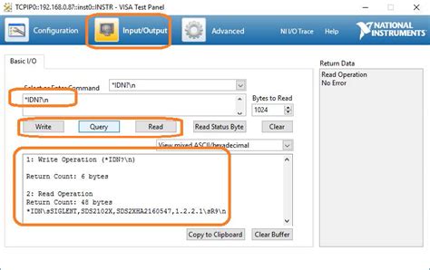 verification of a working remote communications connection using ni
