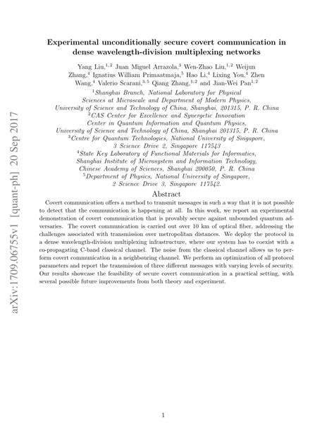 pdf experimental unconditionally secure covert communication in dense