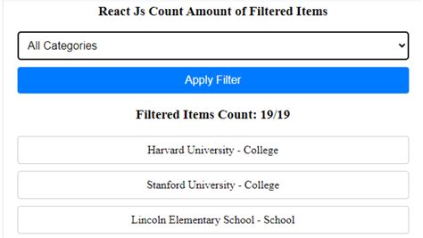 React Js Count Amount Of Filtered Items